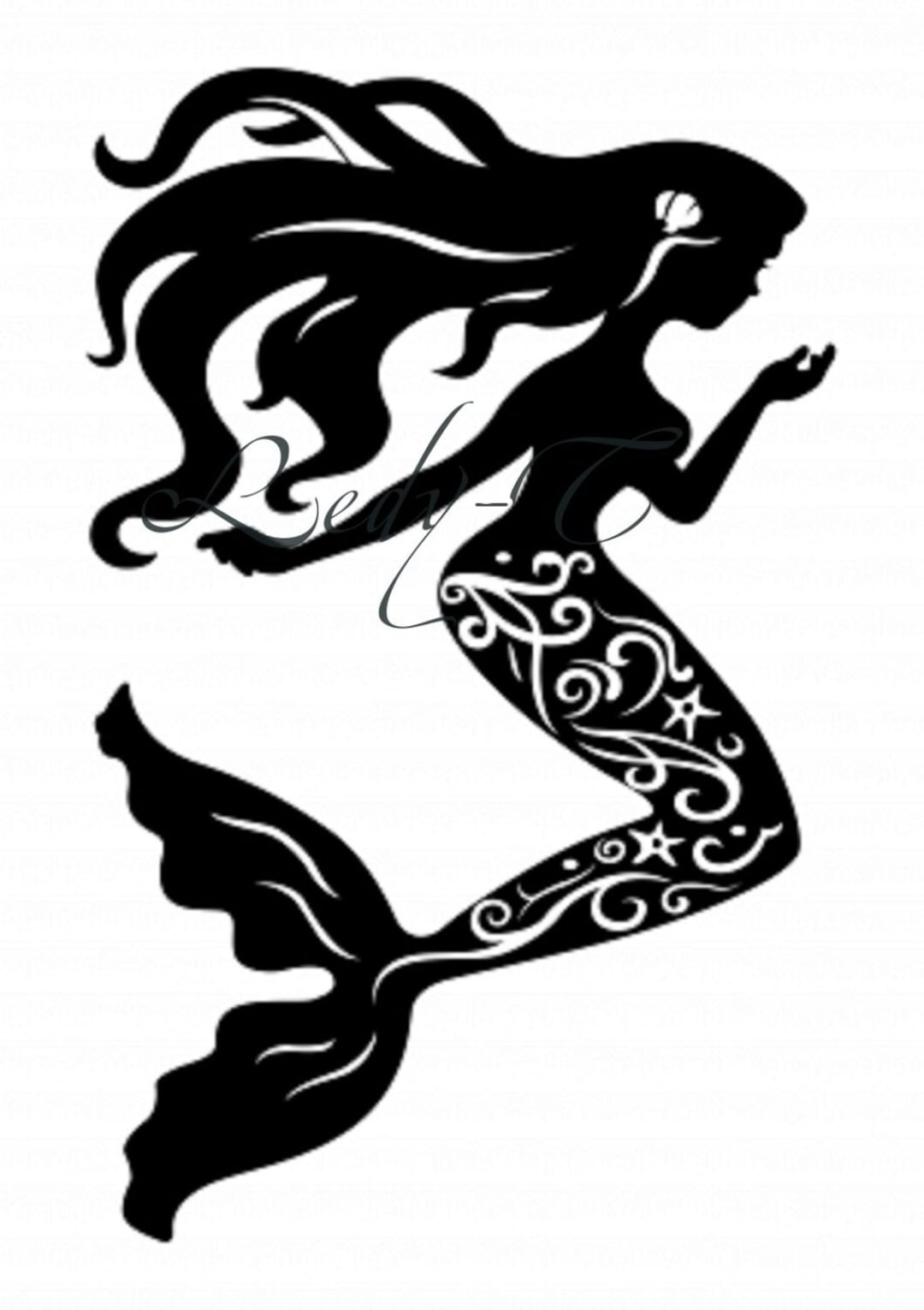 Little Mermaid Black and White Modern Cross Stitch Pattern Counted ...