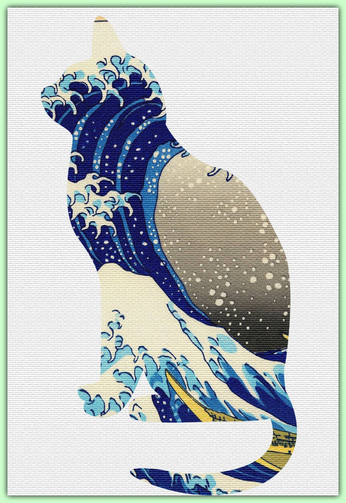 The Great Wave off Kanagawa Cat Art 802 Modern Cross Stitch | Etsy