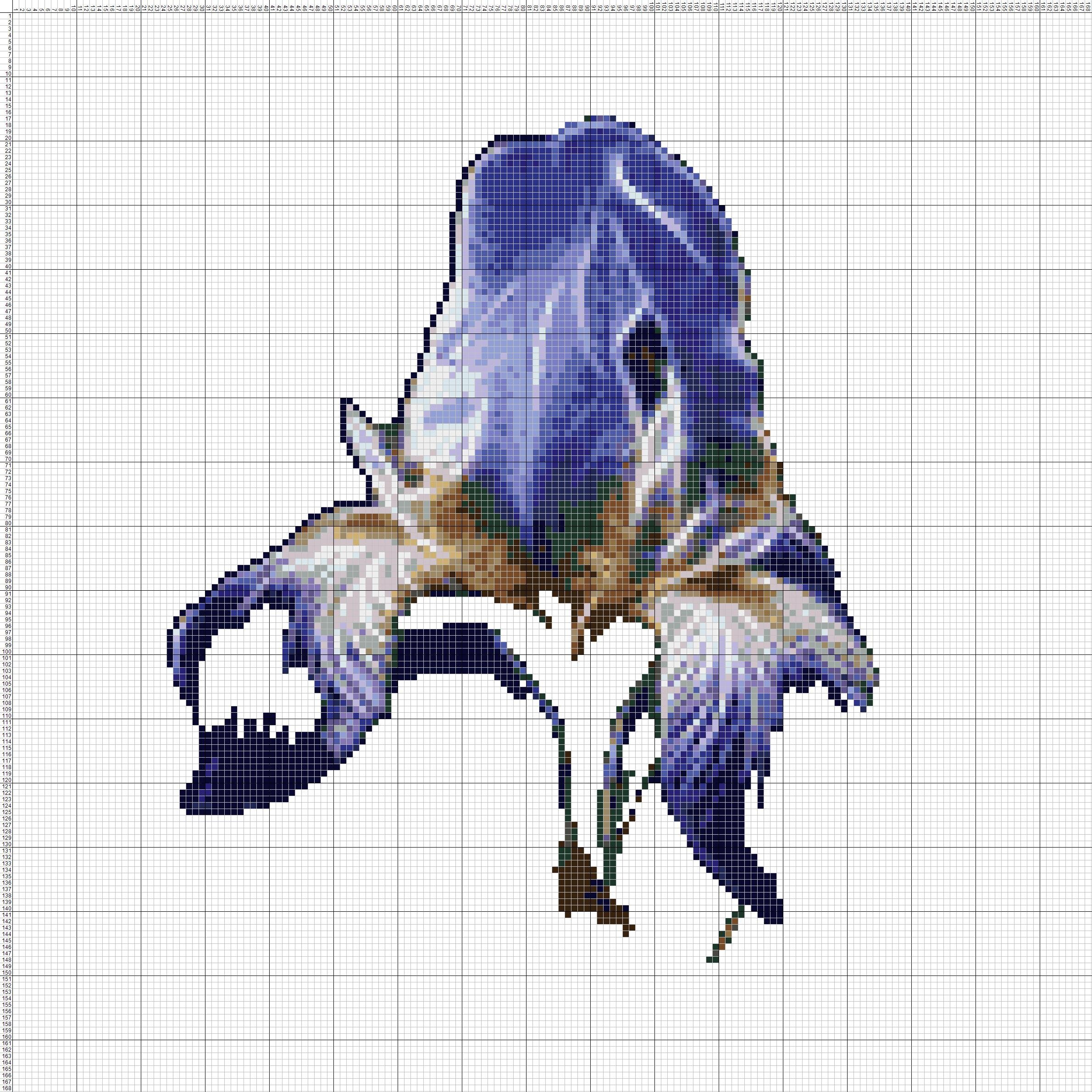 Blue Iris Transparent Flower Fractal Neon 129 Modern Cross - Etsy