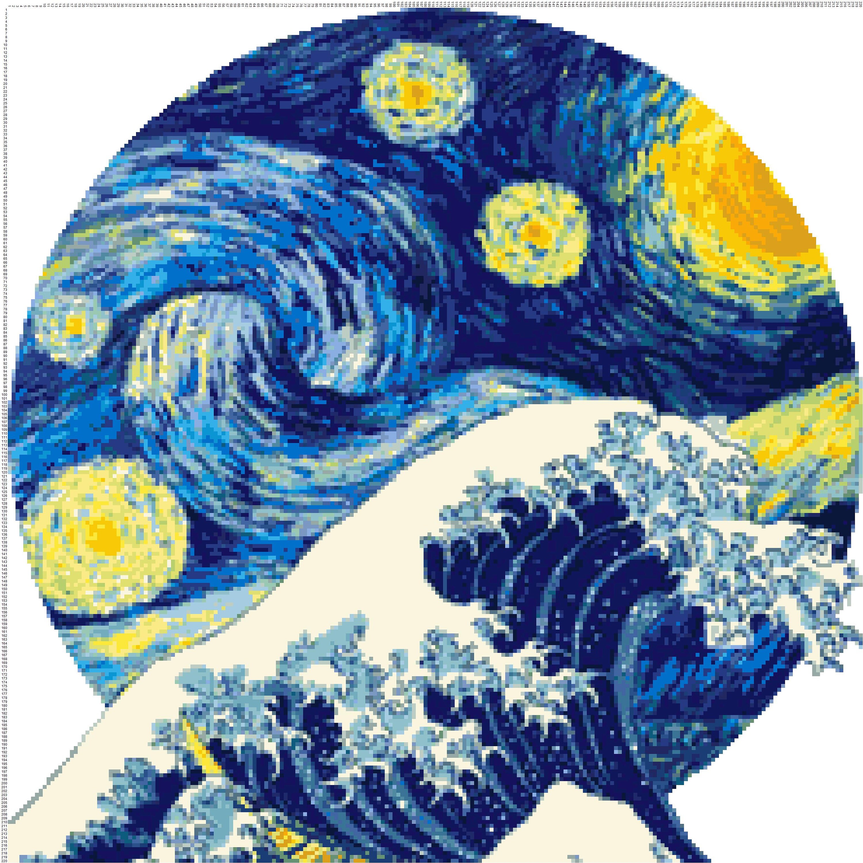 Van Gogh Starry Night the Great Wave off Kanagawa Landscape - Etsy UK