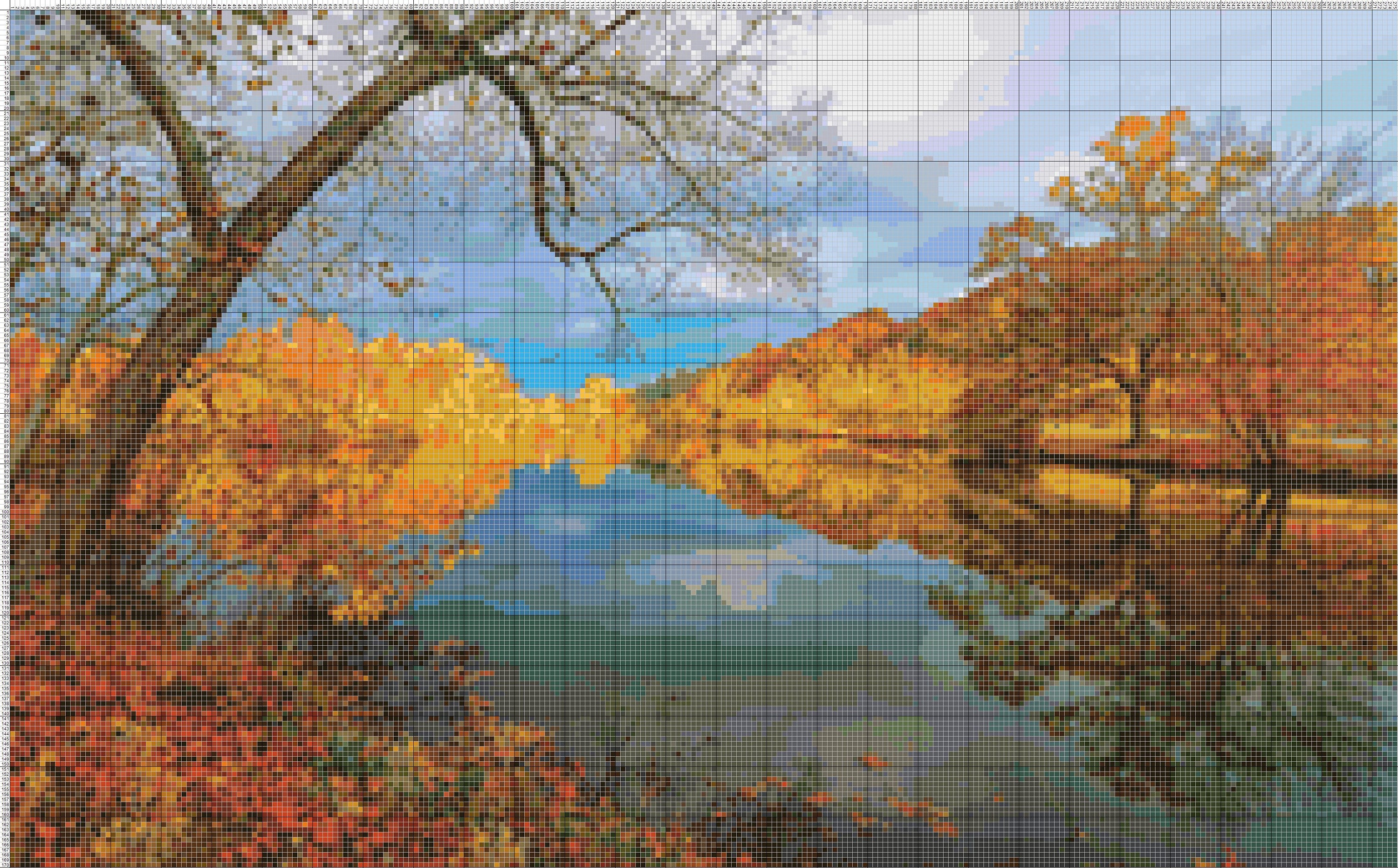 Colors of Autumn Realistic Landscape 018 Modern Cross Stitch | Etsy