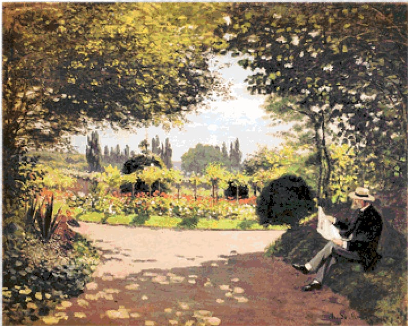 Claude Monet Adolphe Monet Reading in the Garden 597 Modern - Etsy