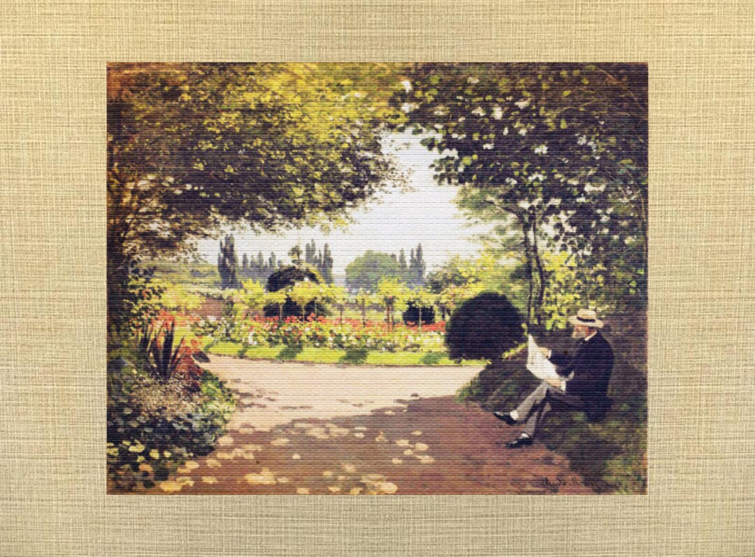 Claude Monet Adolphe Monet Reading in the Garden 597 Modern Cross ...