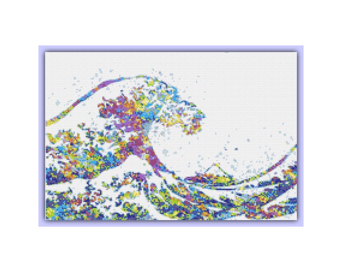The Great Wave off Kanagawa Cross Stitch Pattern Pdf Format Delivered ...