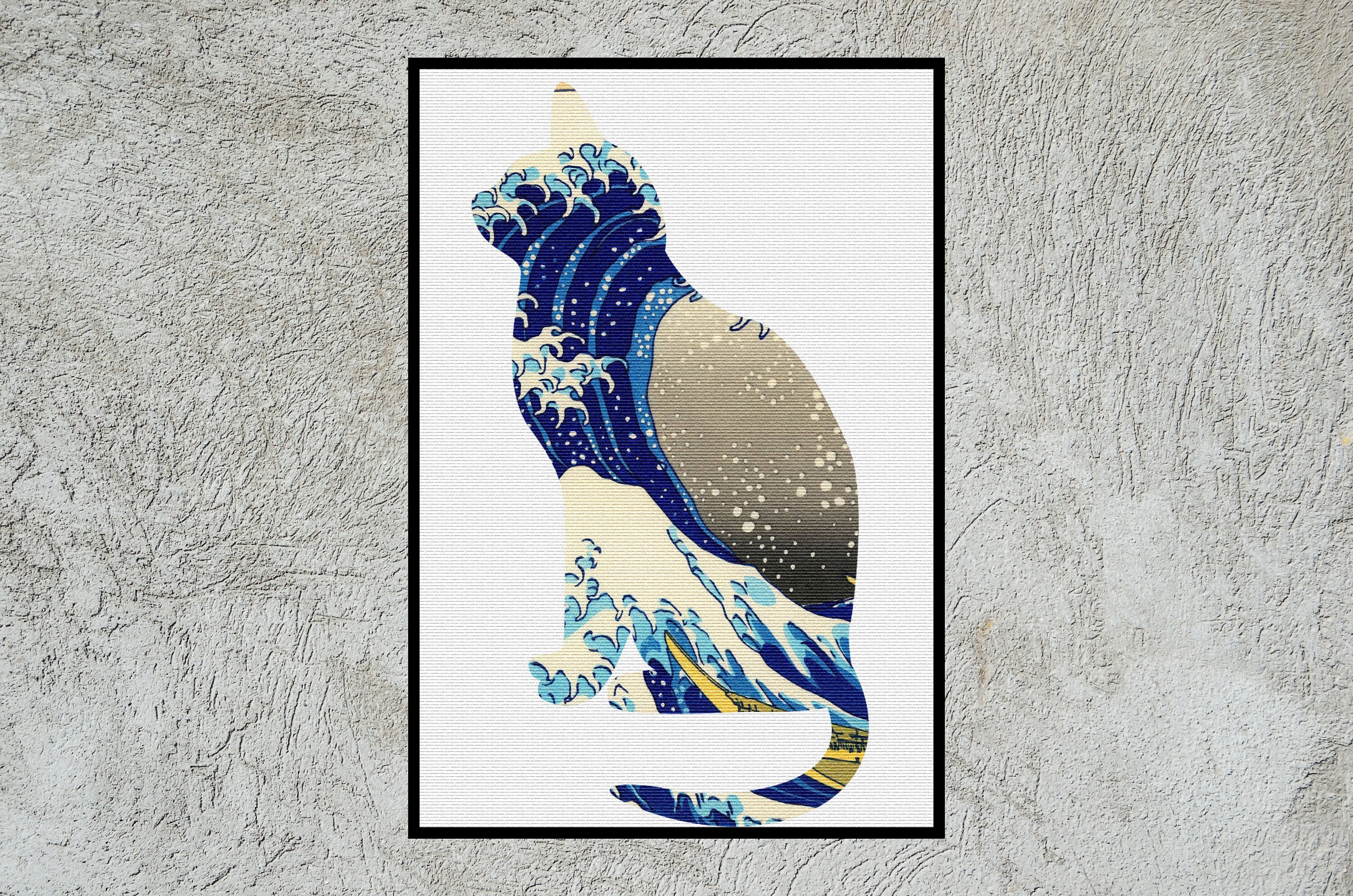 The Great Wave off Kanagawa Cat Art 802 Modern Cross Stitch | Etsy