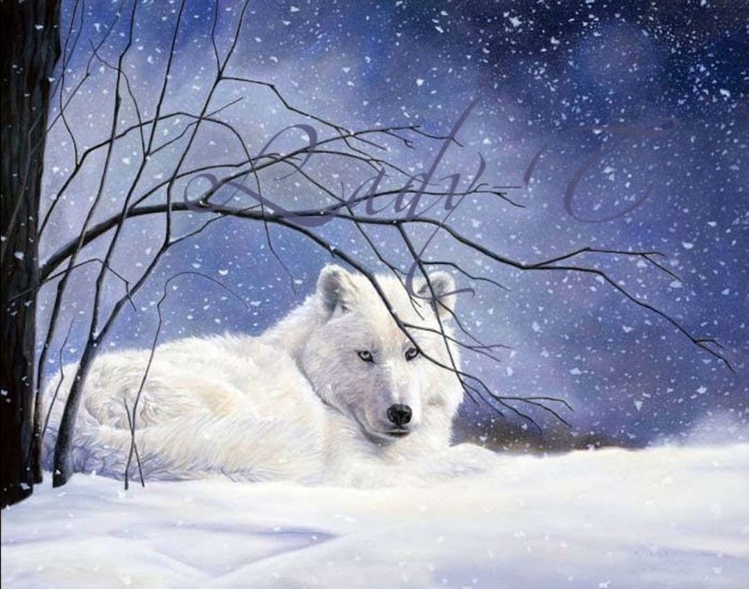 White Wolf Winter Landscape 210 Modern Cross Stitch Pattern - Etsy