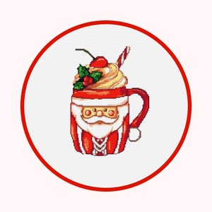 DIY Cross Stitch Pattern Cup Santa 014 Merry Christmas Coffee Cross ...