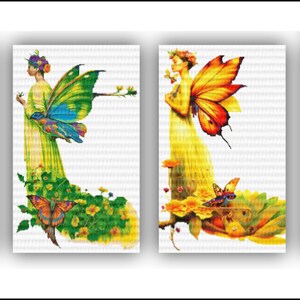 DIY Cross Stitch Set Four Seasons Fairy Winter Spring Summer Autumn ...