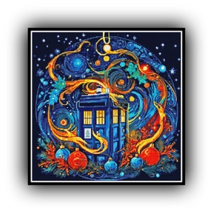 DIY Cross Stitch Pattern Doctor Who Tardis Christmas 312 Modern Pattern ...