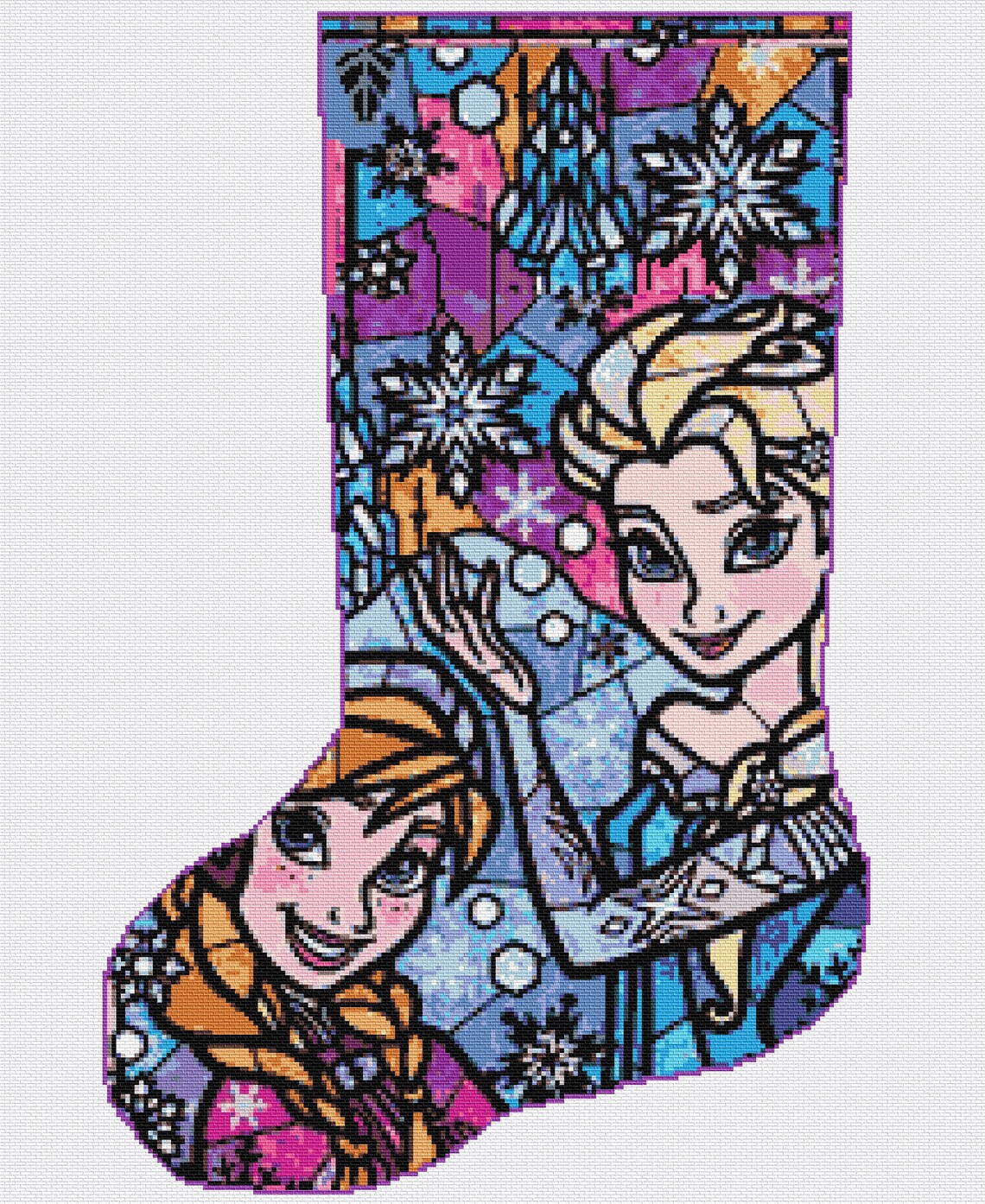 Christmas Stocking Princess Elsa and Anna Stained Glass Frozen | Etsy