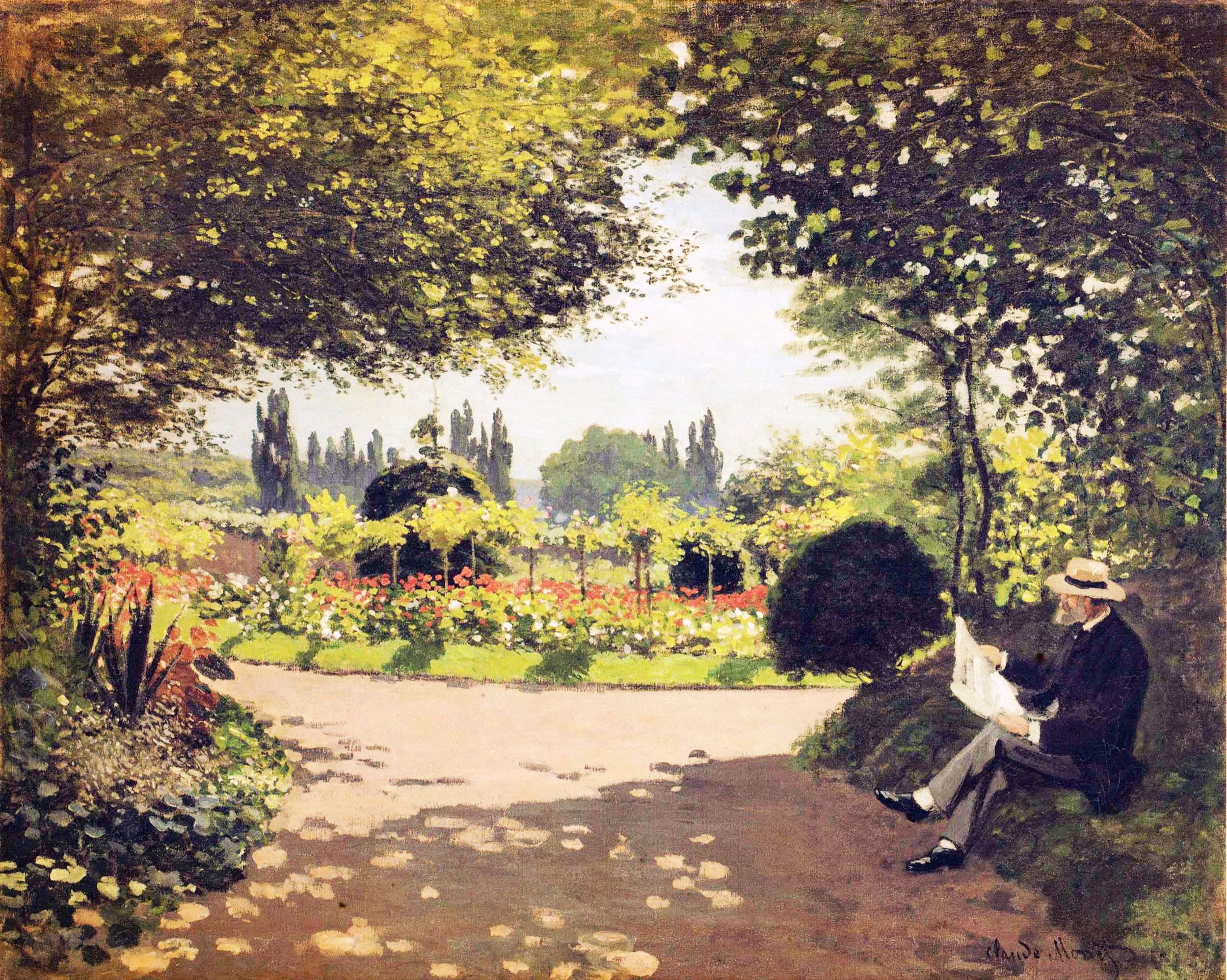 Claude Monet Adolphe Monet Reading in the Garden 597 Modern | Etsy