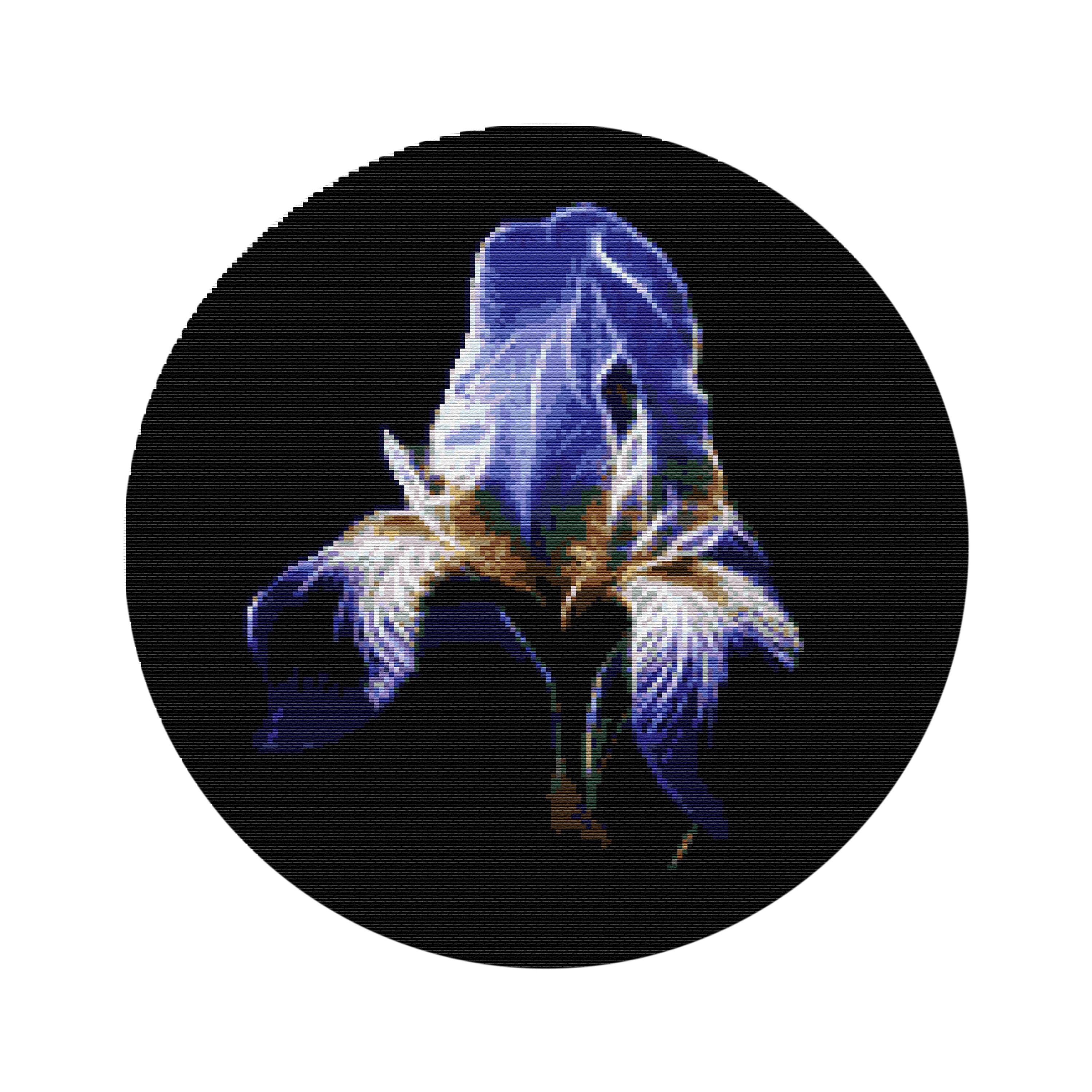 Blue Iris Transparent Flower Fractal Neon 129 Modern Cross - Etsy
