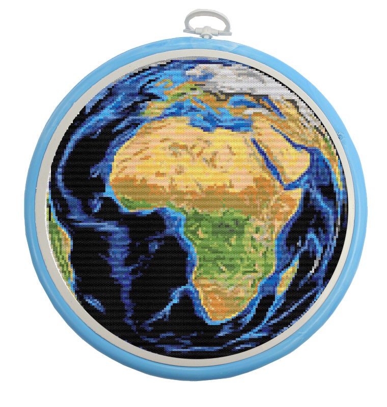 Solar System Planet Earth World Map 165 Easy Modern Cross | Etsy