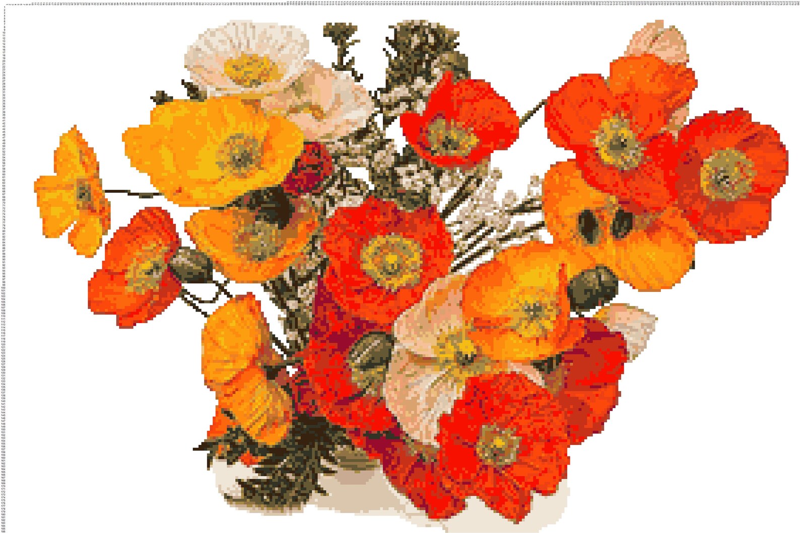 Bouquet of Poppies Red Poppies Flowers 776 Modern Cross Stitch - Etsy
