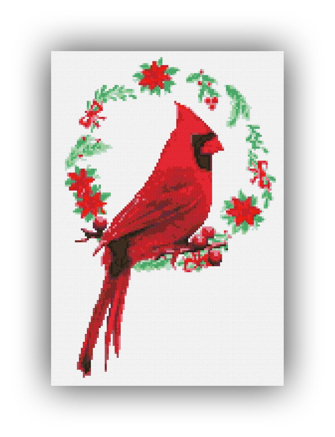 Cross Stitch Pattern Red Cardinal Christmas 260 Modern Cross Stitch ...