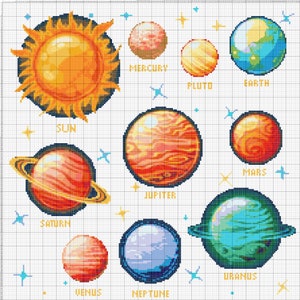 Solar System Cosmos Space 067 Modern Cross Stitch Pattern Counted Cross ...