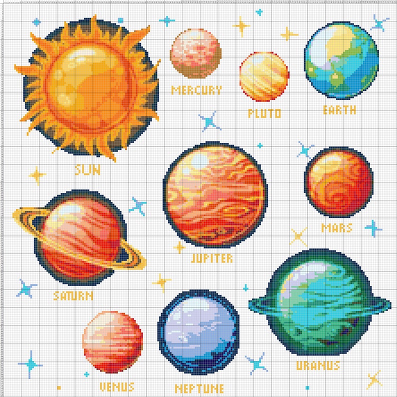 Solar System Cosmos Space 067 Modern Cross Stitch Pattern | Etsy