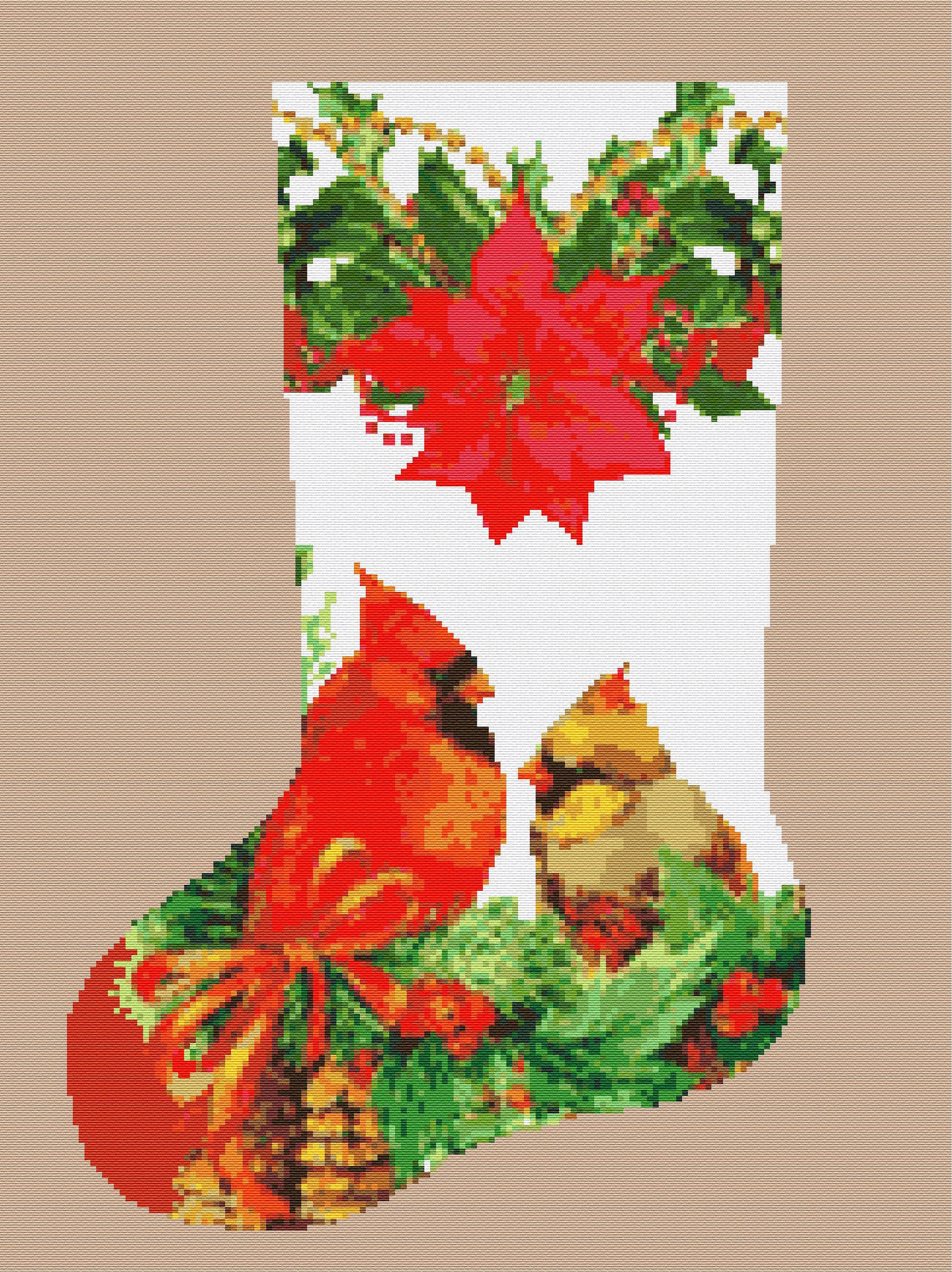 Christmas Stocking Red Cardinal 845 Modern Cross Stitch - Etsy