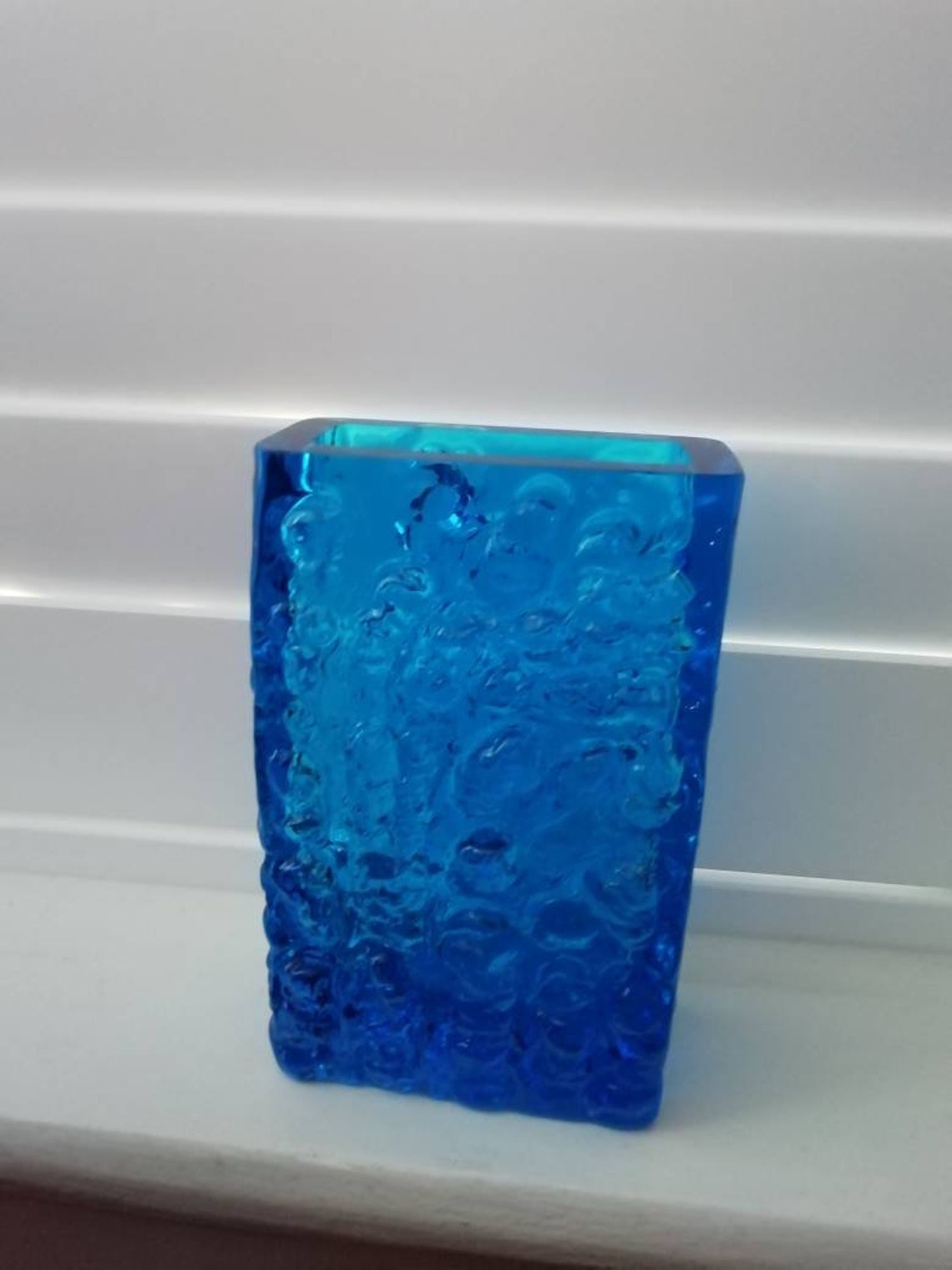 Vintage Blue Glass Vase. | Etsy