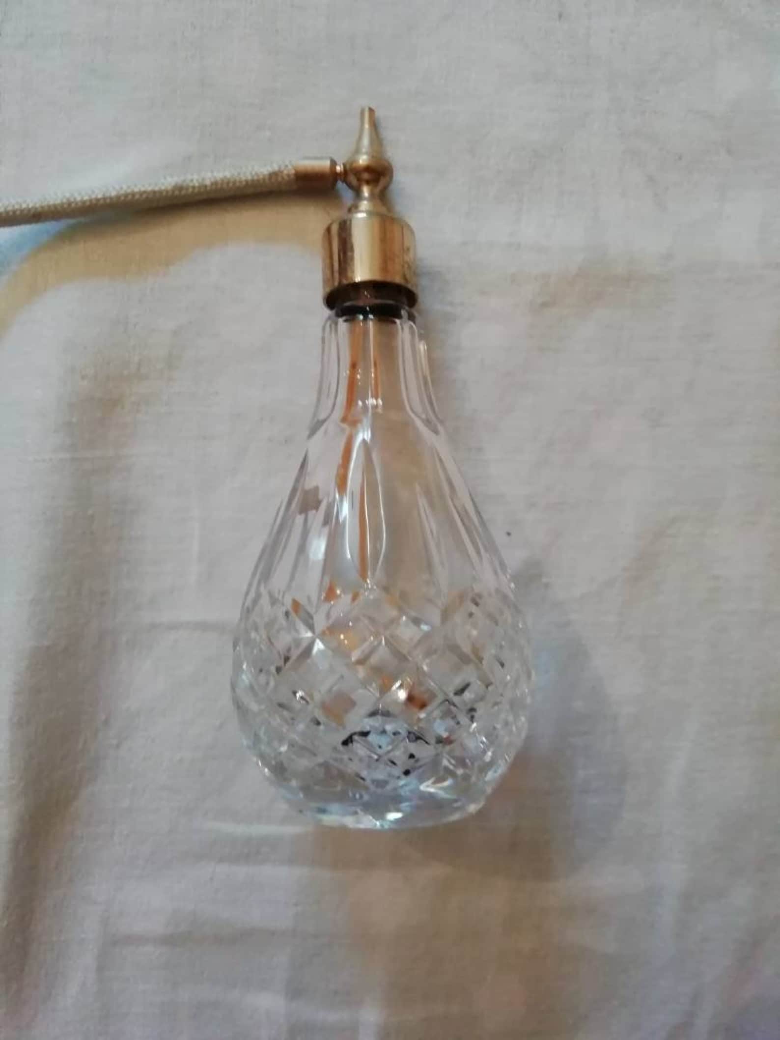 Vintage Cut Glass Perfume Bottle Pale Blue Puffer - Etsy