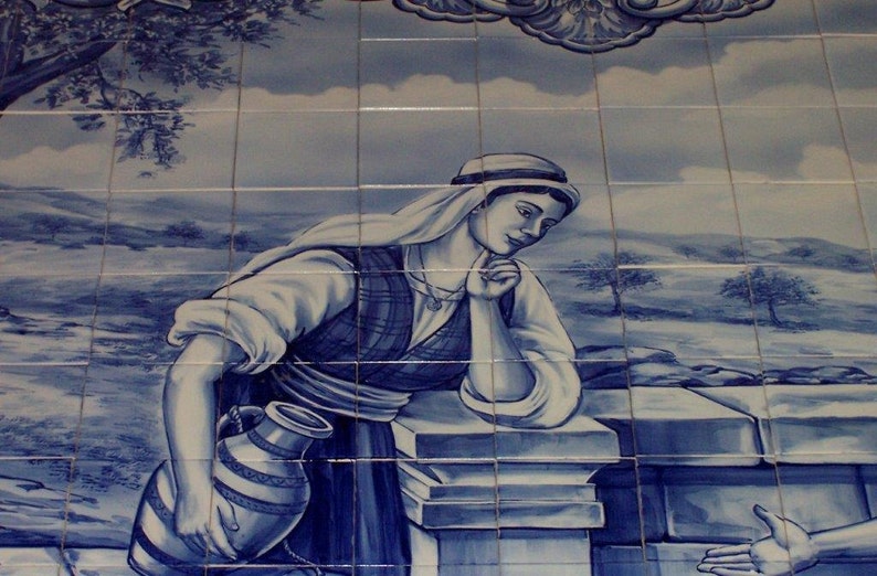 Jesus and the Samaritan Woman by the Well Religious Art Tile Mural - Etsy