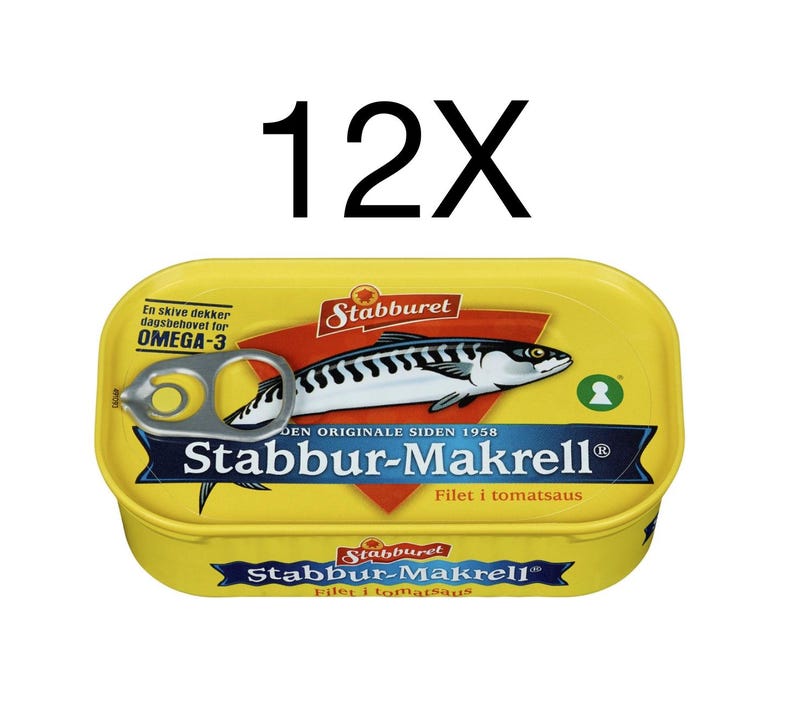 Makrell I Tomat Stabbur-makrell Mackerel Filet Tomato Sauce 12x110g ...