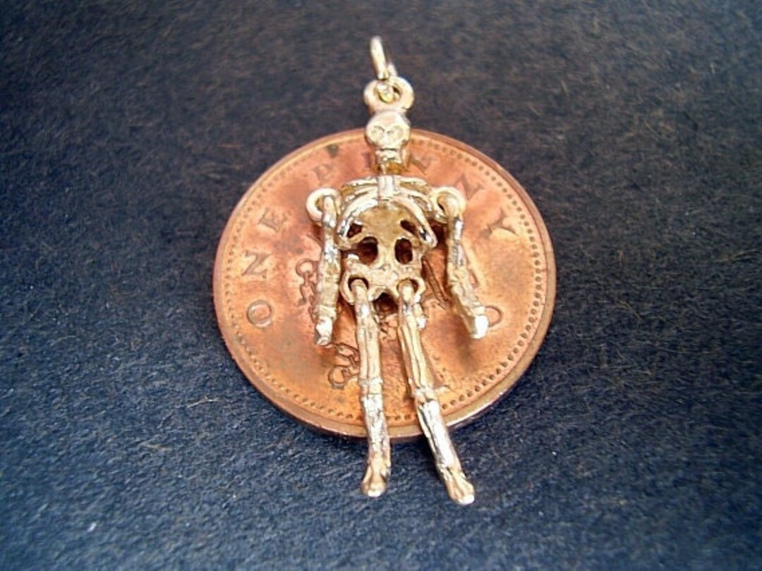 9CT GOLD Moving SKELETON Charm , - Etsy