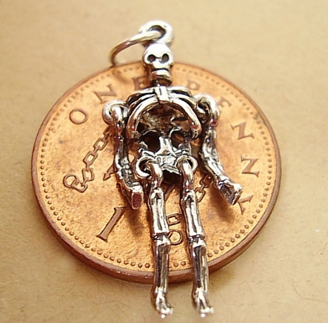 Sterling Silver SKELETON Charm, Arms and Legs Move - Etsy
