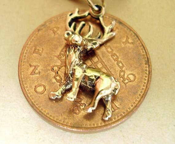 9ct Gold STAG REINDEER Christmas Charm | Etsy