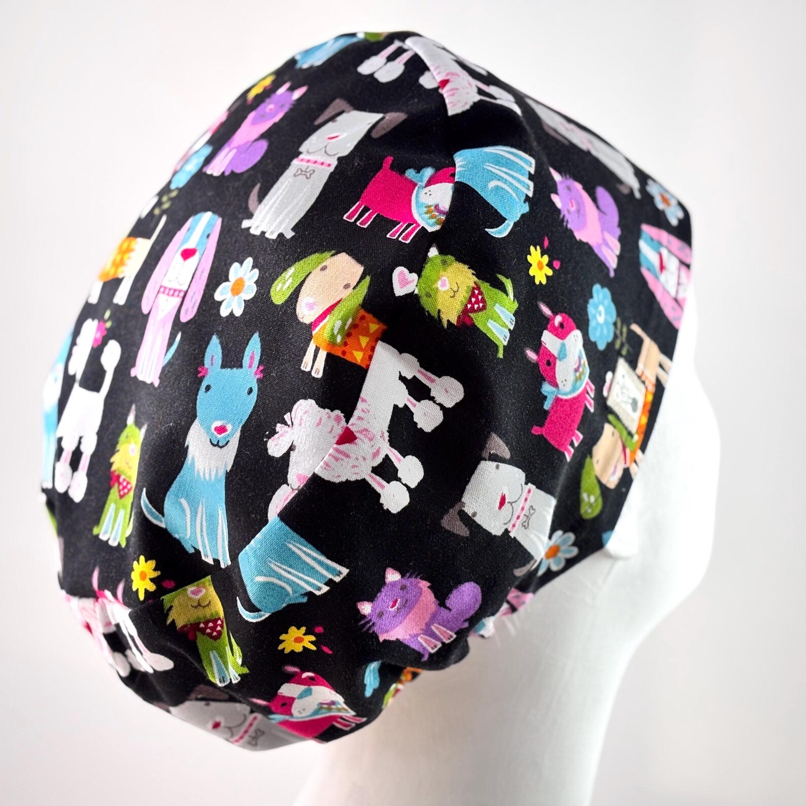 CARTOON DOGS European Style Surgical Scrub Cap or Snood, Regular or ...