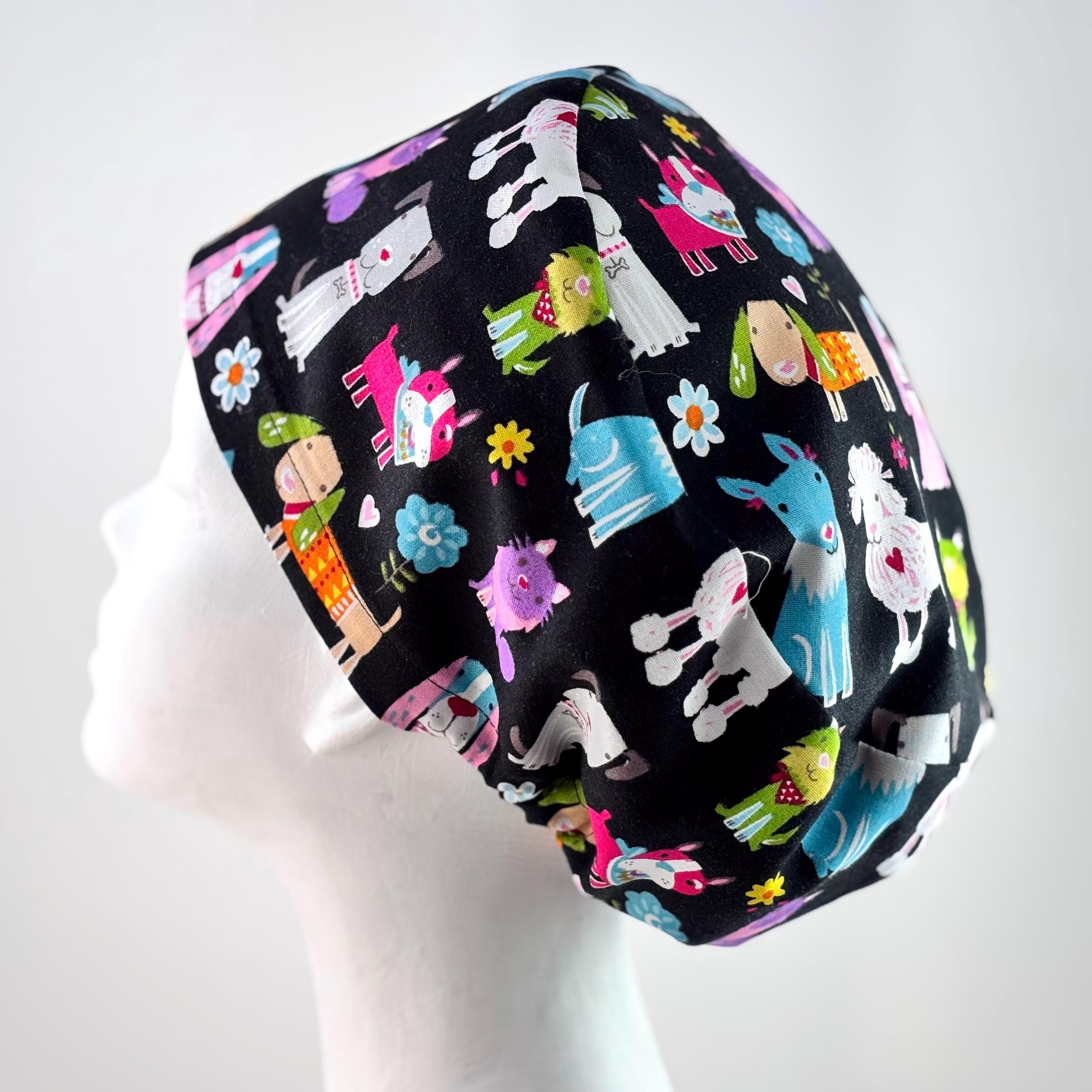 CARTOON DOGS European Style Surgical Scrub Cap or Snood, Regular or ...