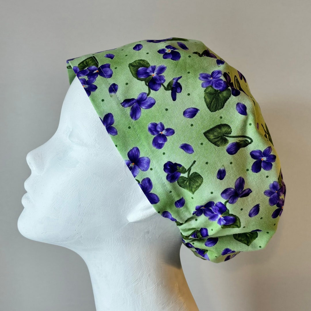 VIOLET VIOLA Euro Surgical Scrub Cap or Snood, Regular or Long Pixie ...