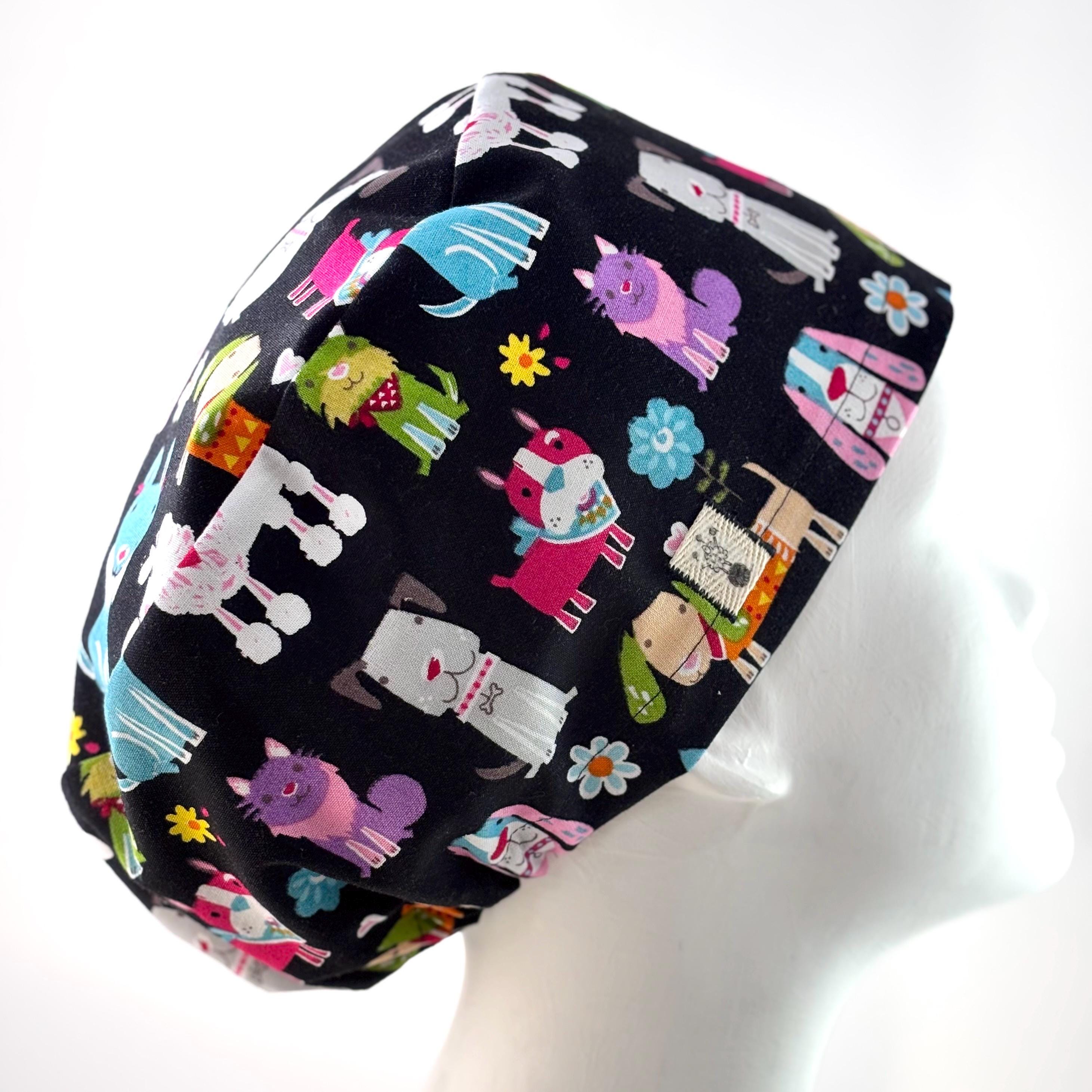 CARTOON DOGS European Style Surgical Scrub Cap or Snood, Regular or ...