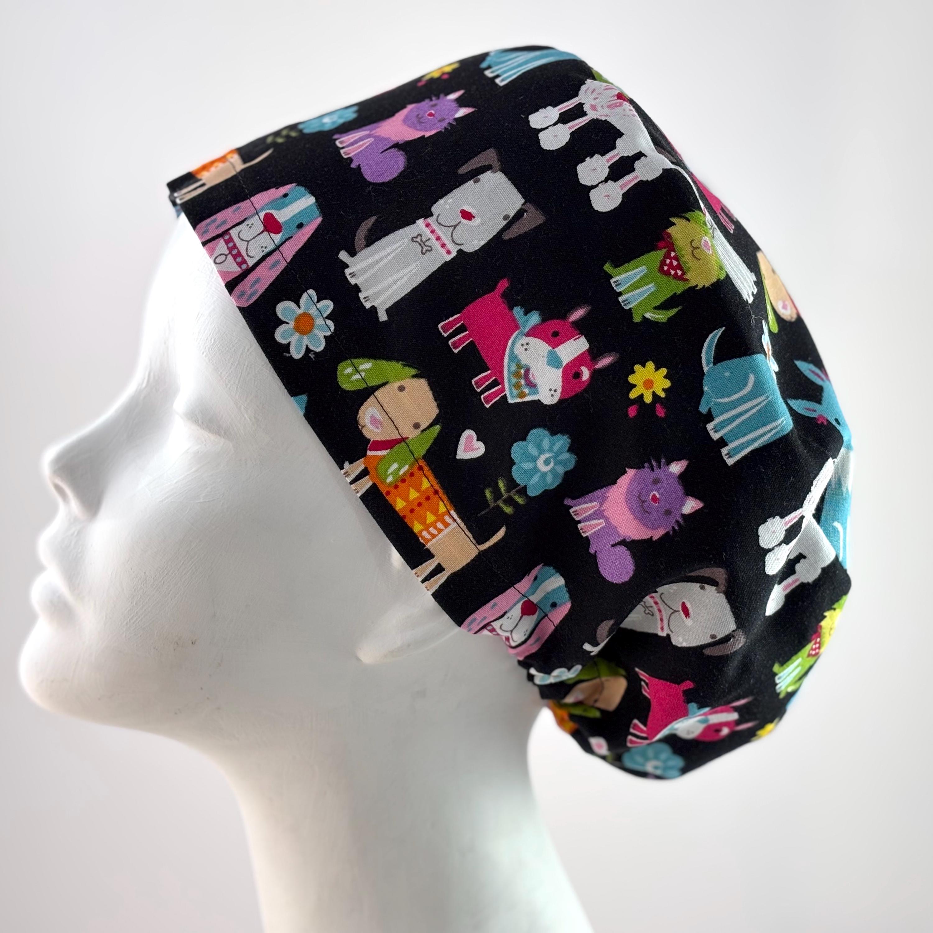 CARTOON DOGS European Style Surgical Scrub Cap or Snood, Regular or ...