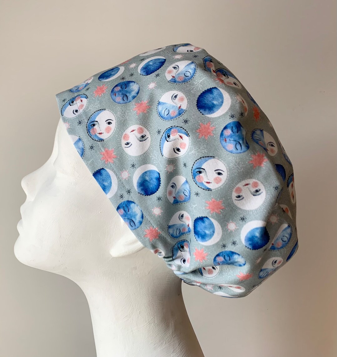 MOON PHASES Euro Style Surgical Scrub Cap or Snood, Regular or Long ...