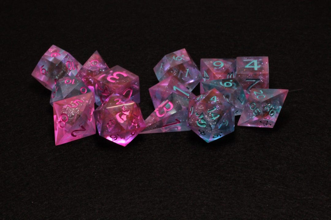 Light Blue and Pink With Shimmer - Resin Dice Set - SKU D020 - Etsy