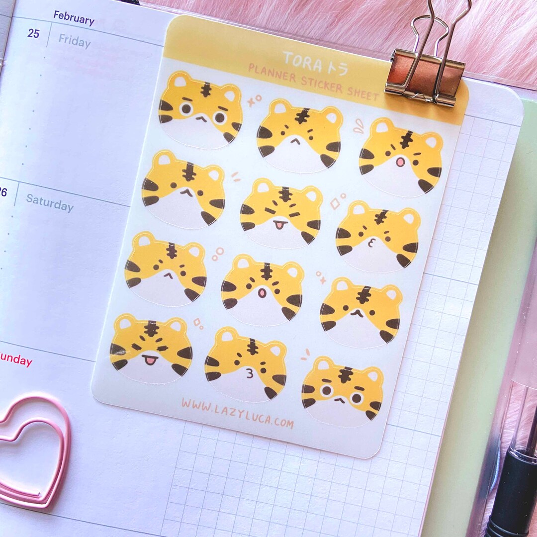 Tora Tiger Planner Emoji Journal Kawaii Mood Sticker Sheet - Etsy