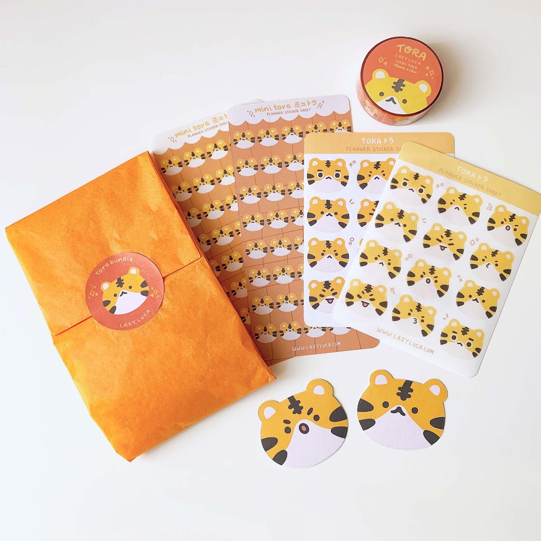 Tora Tiger Cute Planner Emoji Journal Kawaii Sticker Sheet Washi Tape ...