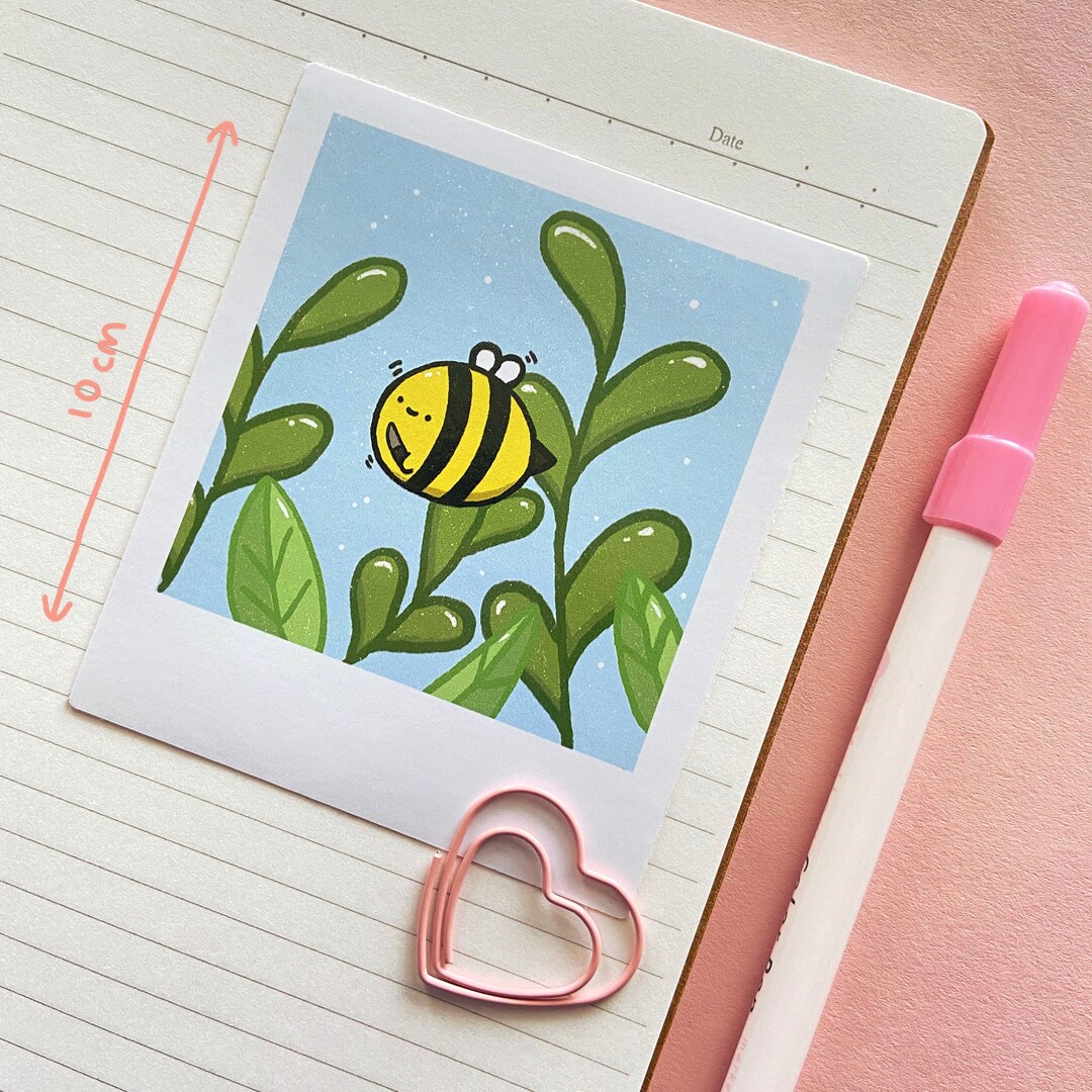Cute Angry Bee Stabbee Polaroid Style Vinyl Sticker Notebook - Etsy