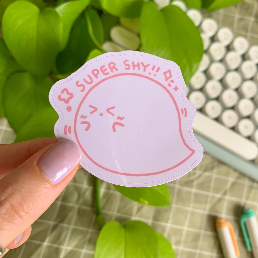 Super Shy Cute Kawaii Pink Ghostie Vinyl Sticker Waterproof Www ...