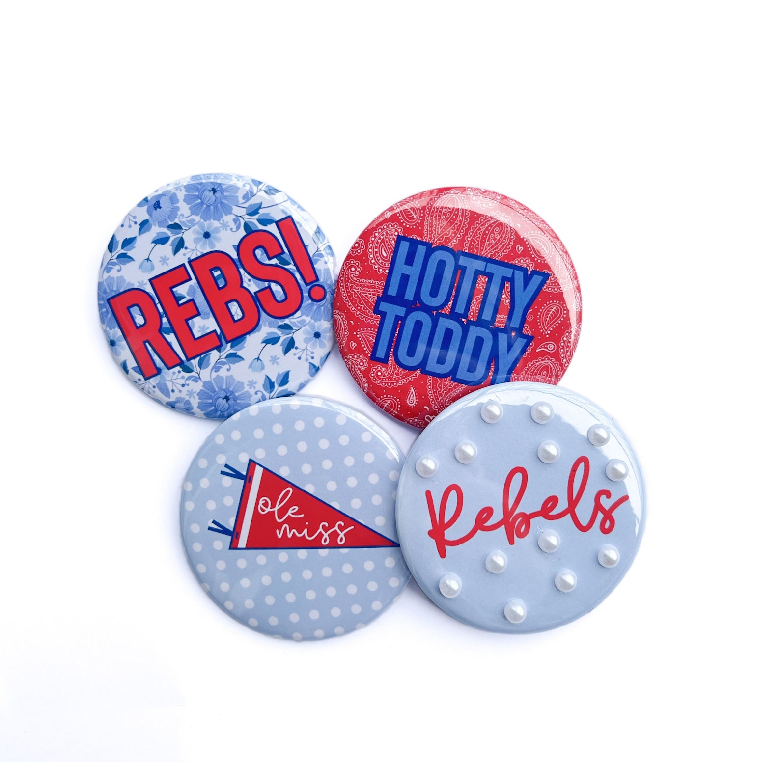 Ole Miss Rebels Game Day Button 4 Pack With Pearl Detailing | 2.25 ...
