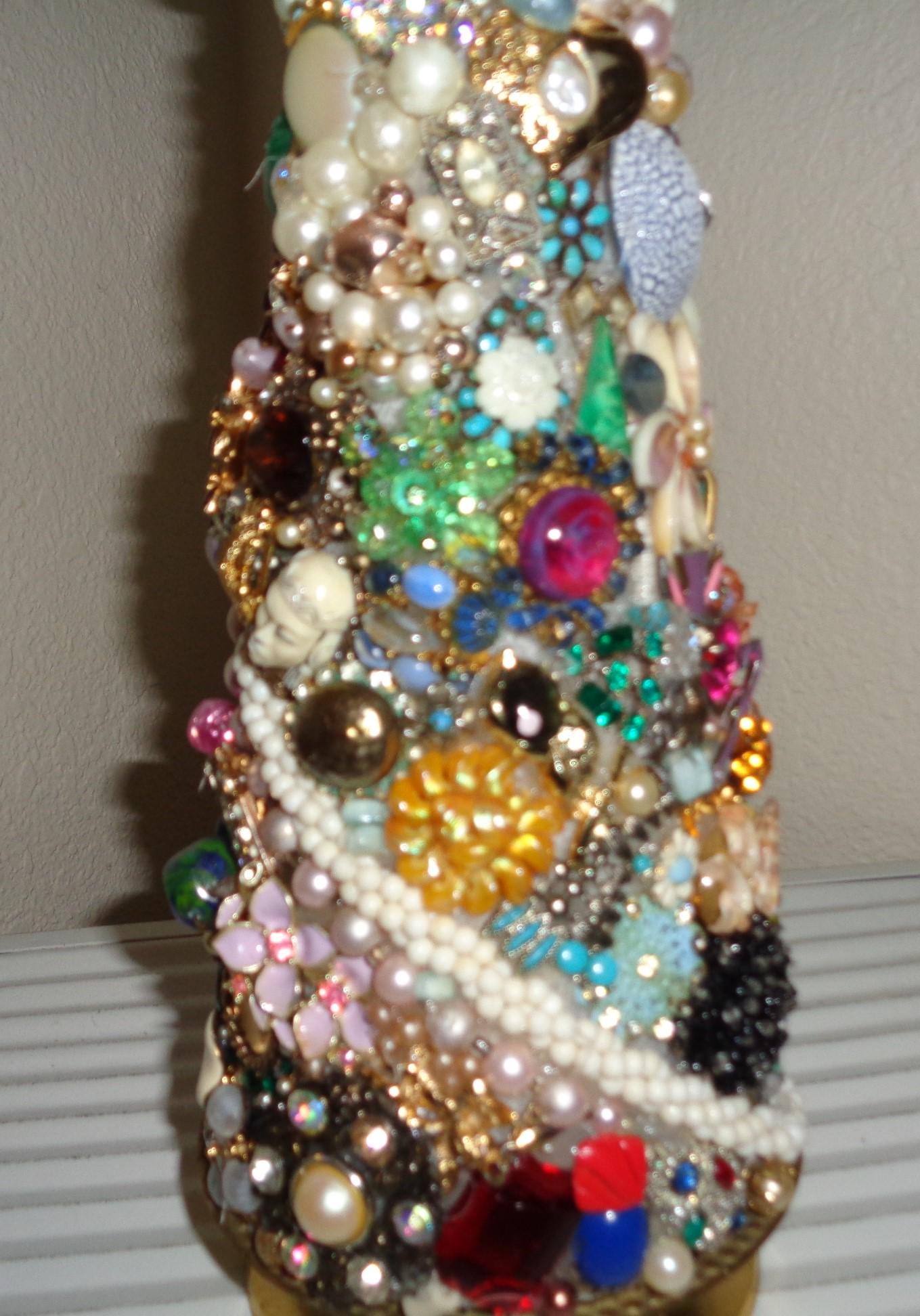 Jeweled Christmas Tree Made With Vintage Jewelry - Etsy