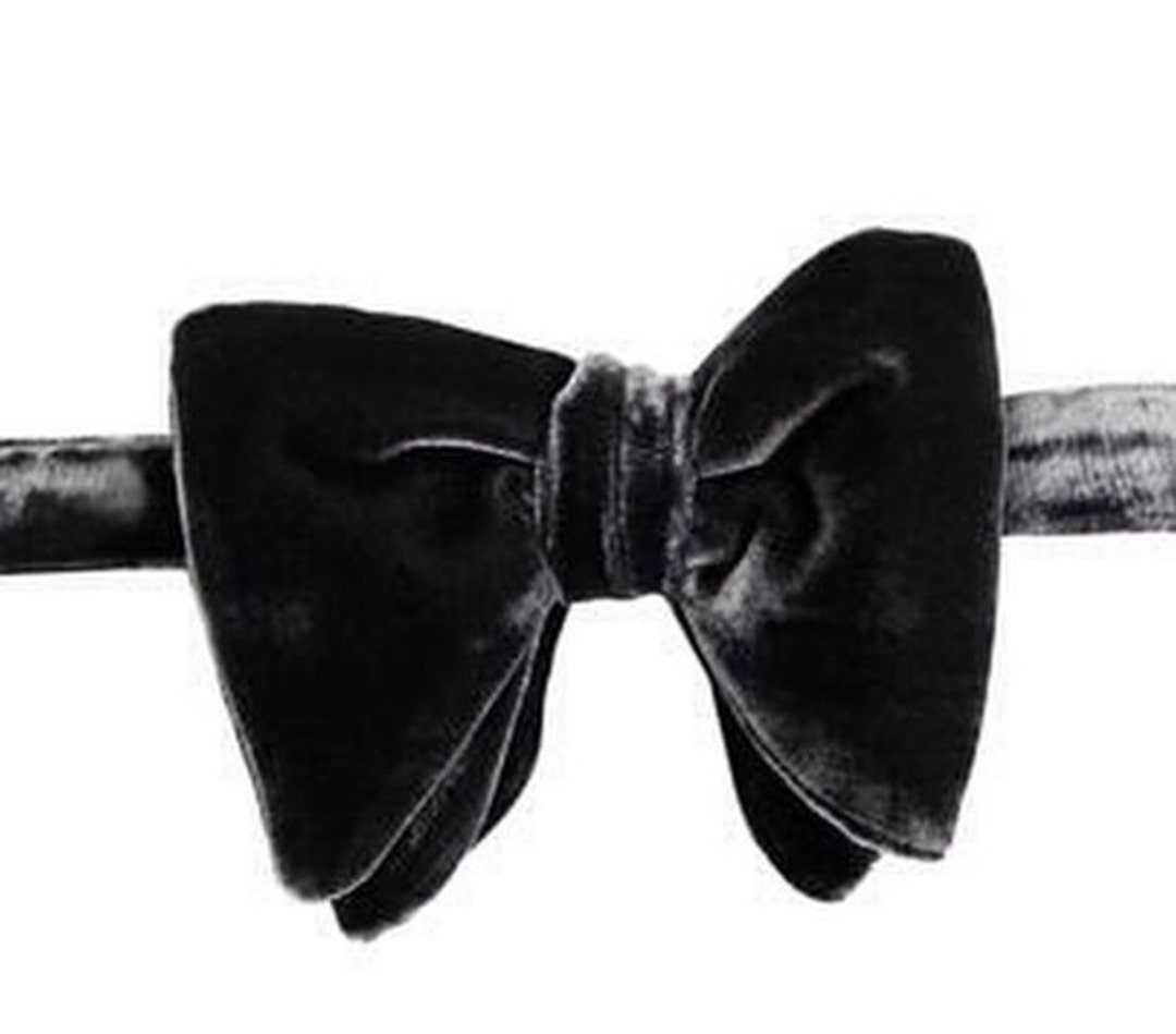 FERUCCI Men Pre Tied Oversized Black Velvet Bow Tie Groom Wedding ...