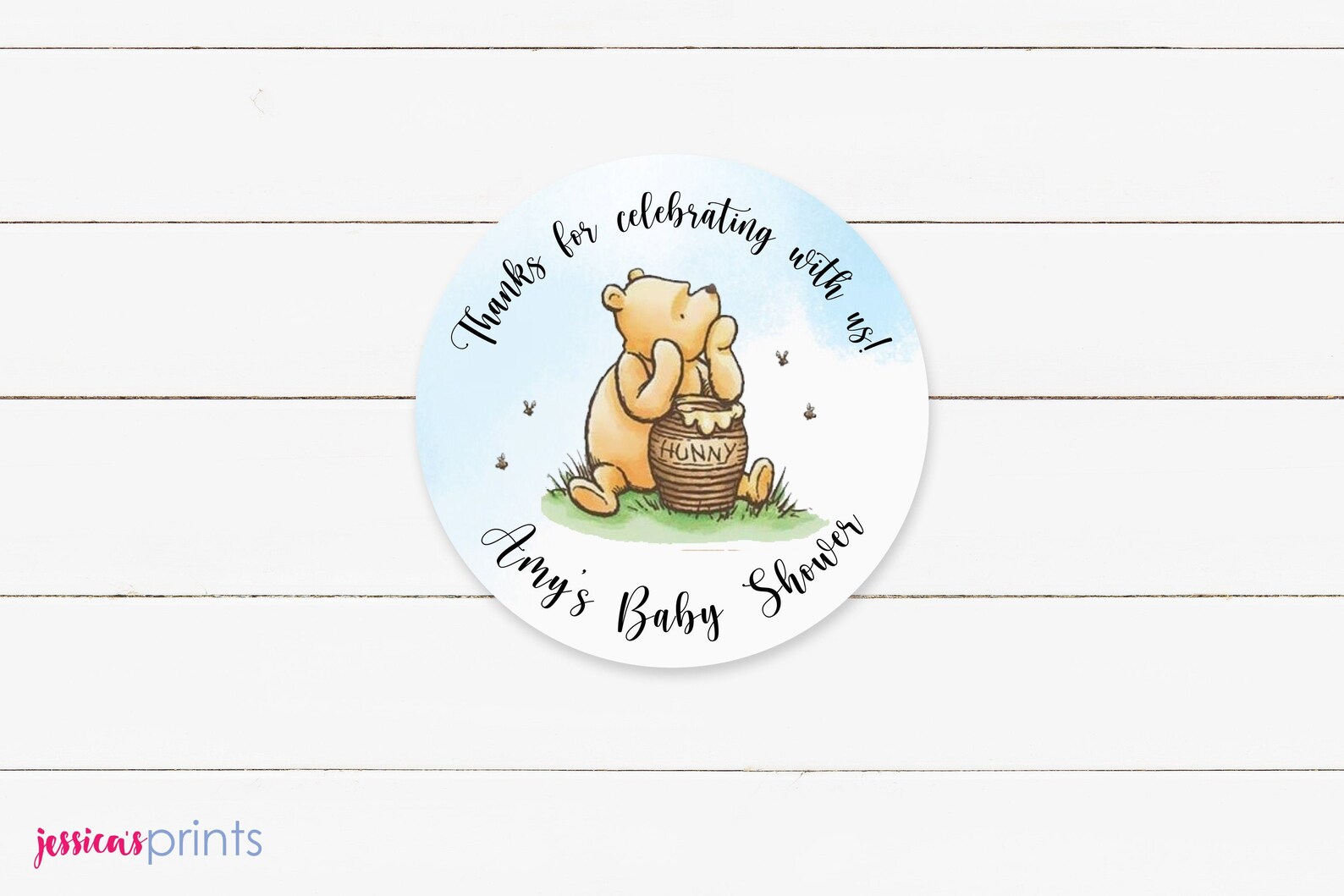 Pooh Baby Shower Stickers Personalized Winnie the Pooh Baby | Etsy