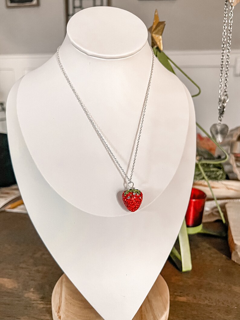 Strawberry Necklace Hailey Bieber Charm Necklaces Personalized Gifts - Etsy