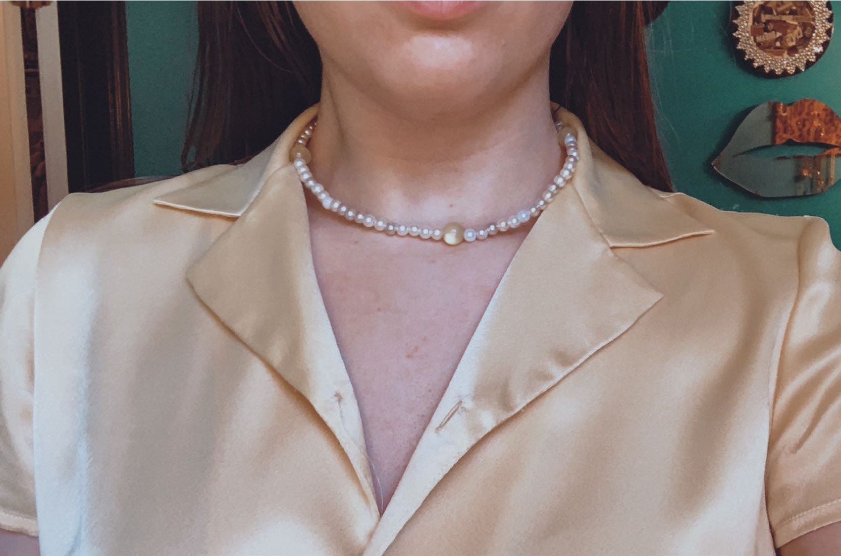 Collier jaune pâle et perles Y2K - Etsy France