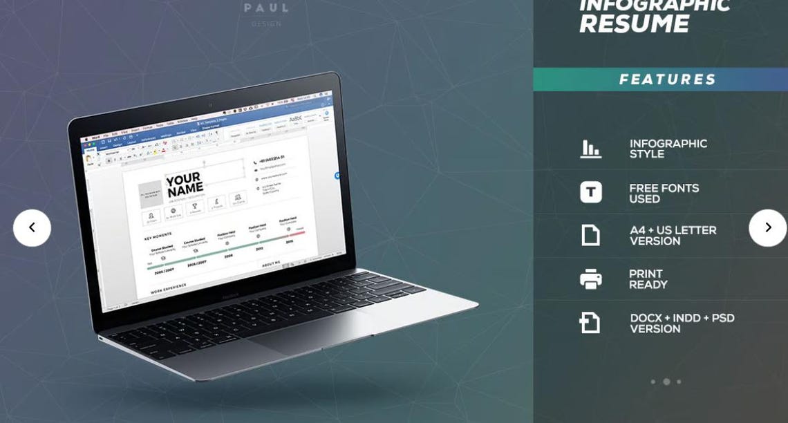 Modern Infographic Resume Template - Editable DOCX, Ats-friendly ...