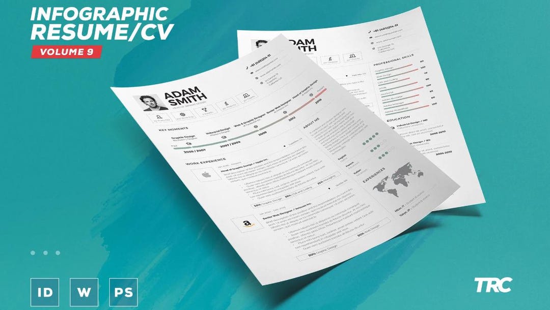 Modern Infographic Resume Template - Editable DOCX, Ats-friendly ...