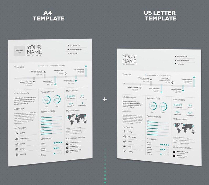 Modern Infographic Resume Template • Ats-friendly CV + FREE Cover ...