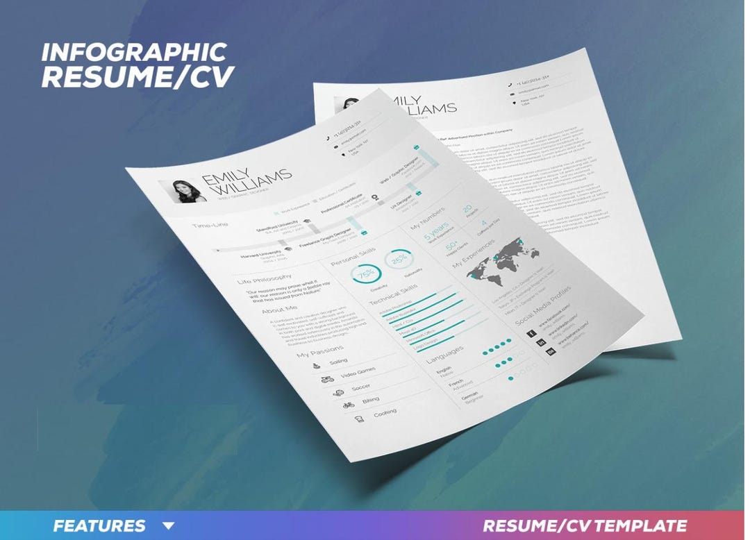 Modern Infographic Resume Template • Ats-friendly CV + FREE Cover ...